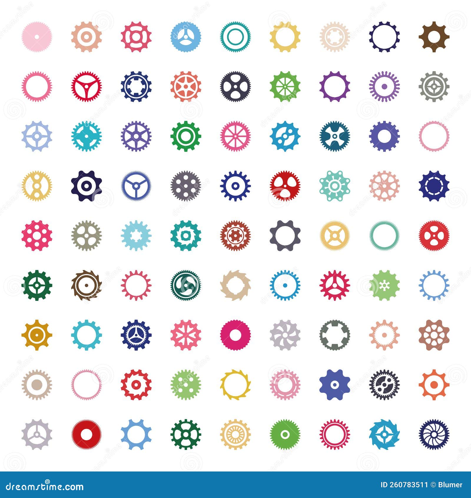 Big Set of Various Vector Gear Wheels Stock Vector - Illustration of ...