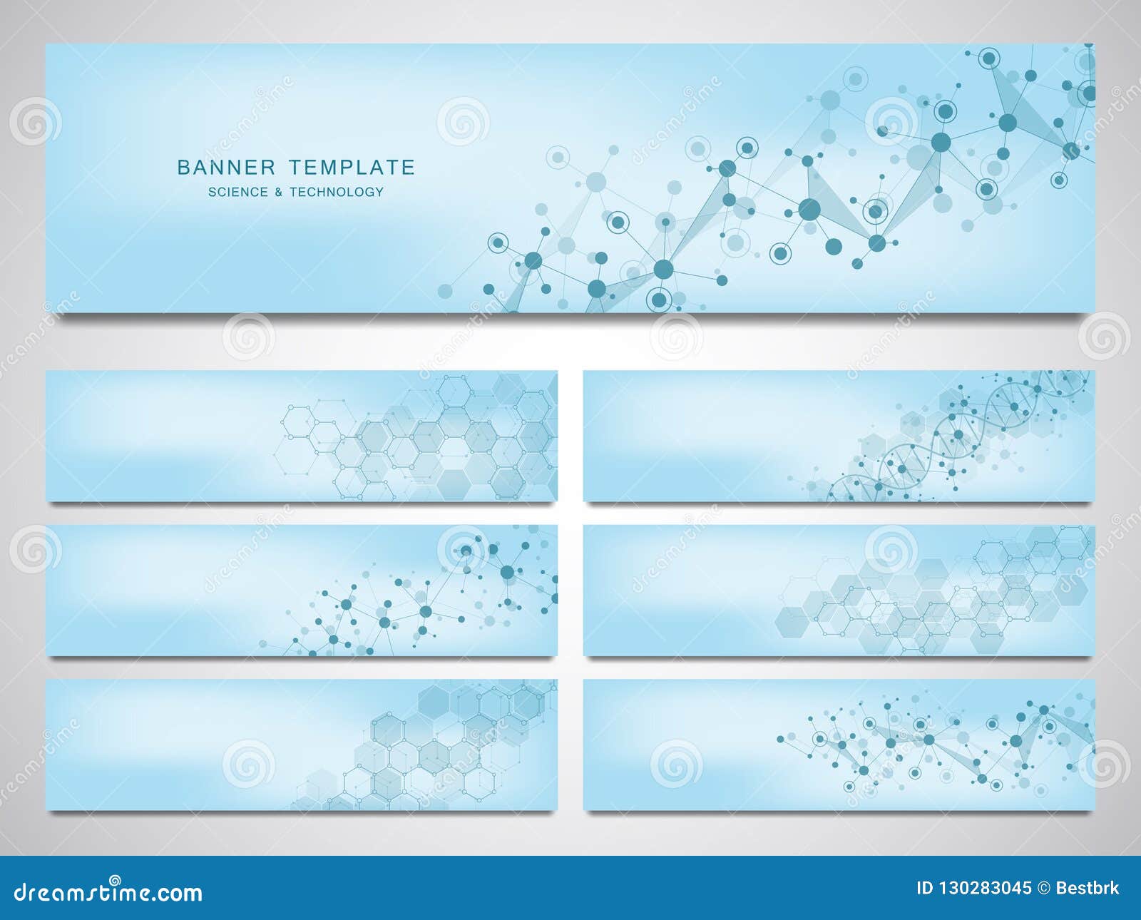 Big Set of Vector Banners and Headers for Site with Molecules ...