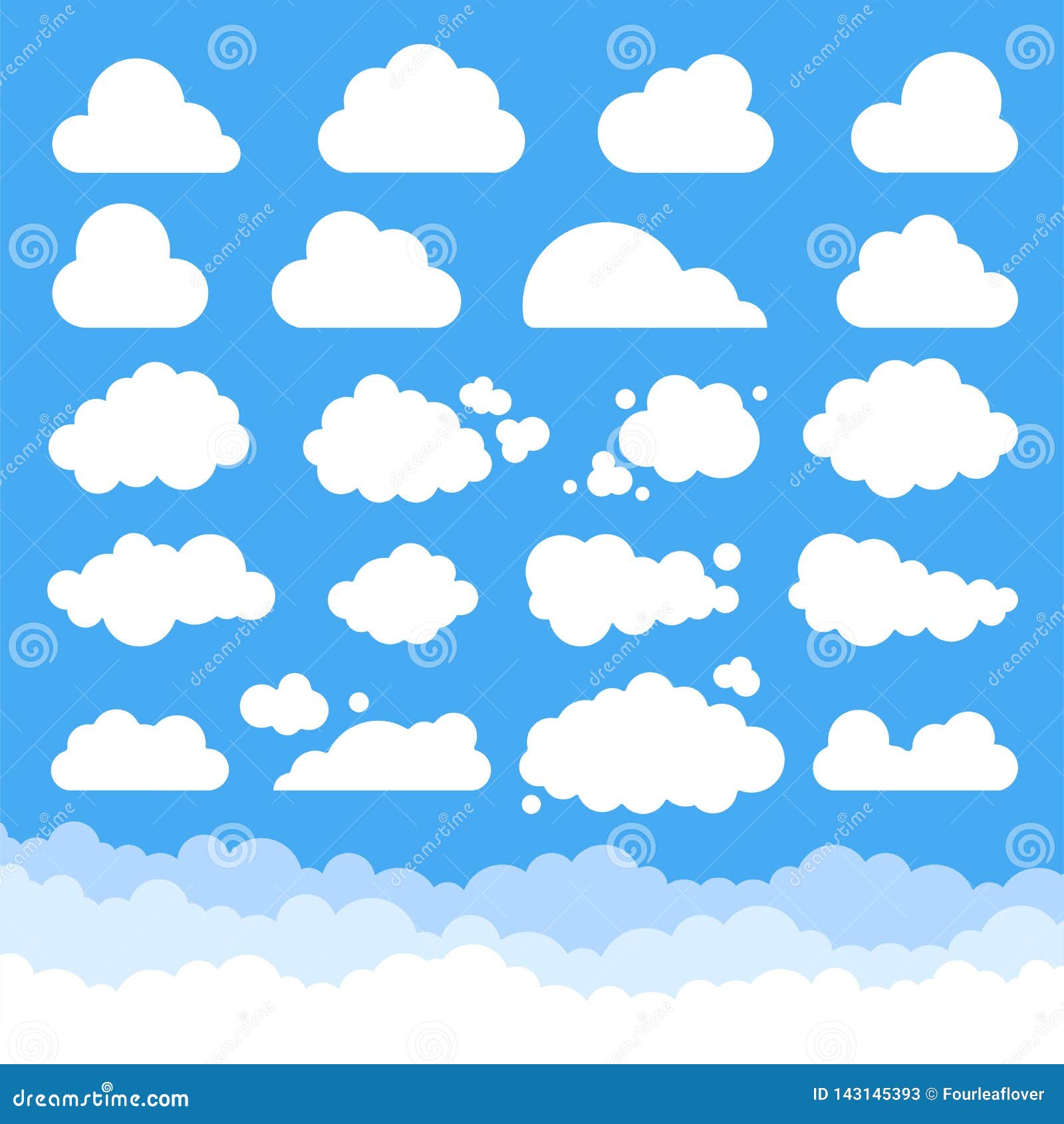 Big Set of Vector Cartoon Clouds. Stock Vector - Illustration of ...