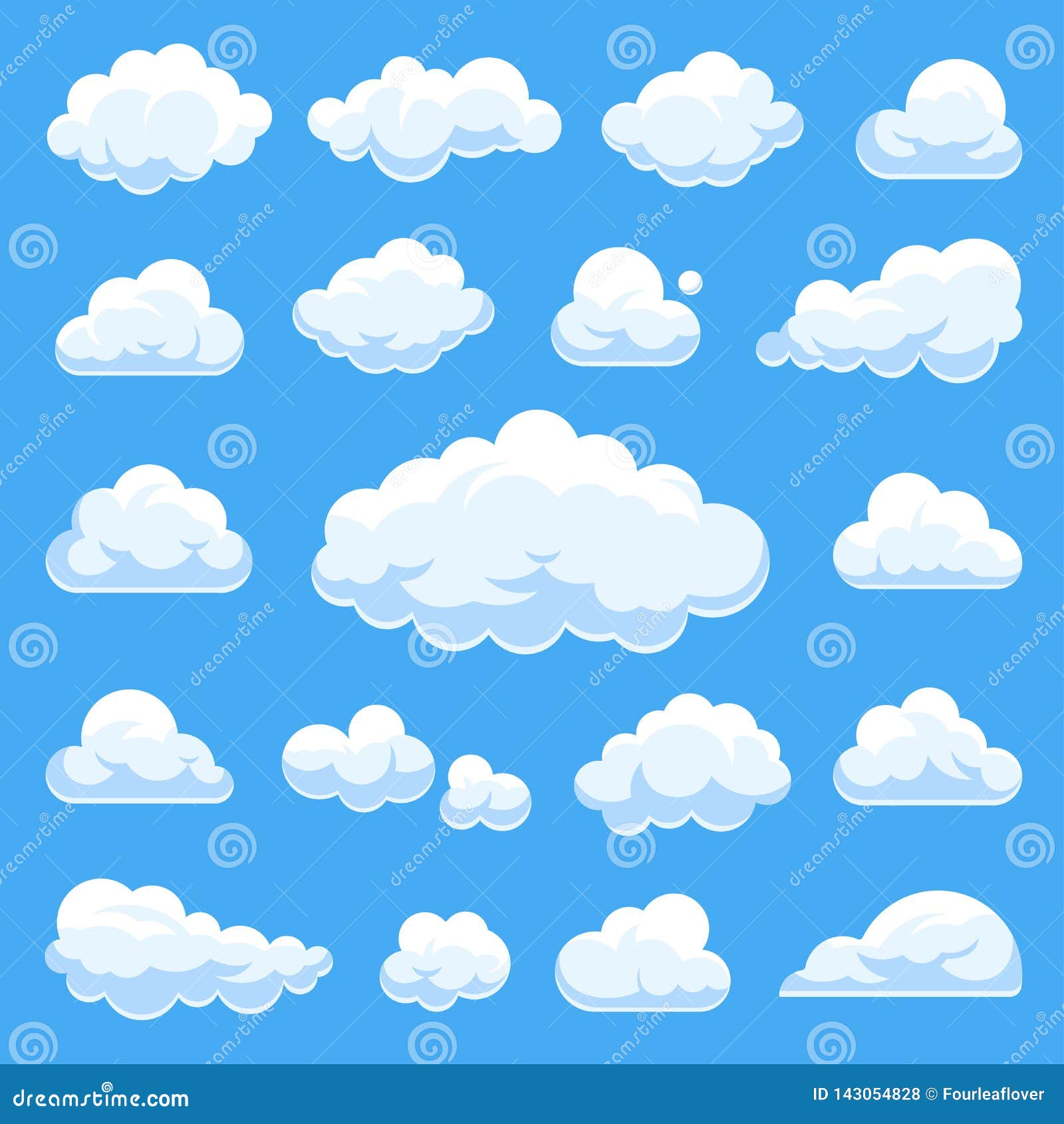 Big Set of Vector Cartoon Clouds Stock Vector - Illustration of ...
