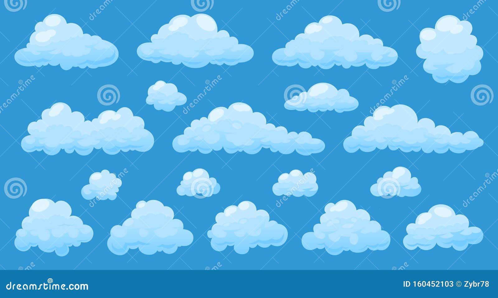 Set of cartoon clouds stock vector. Illustration of sign - 160452103