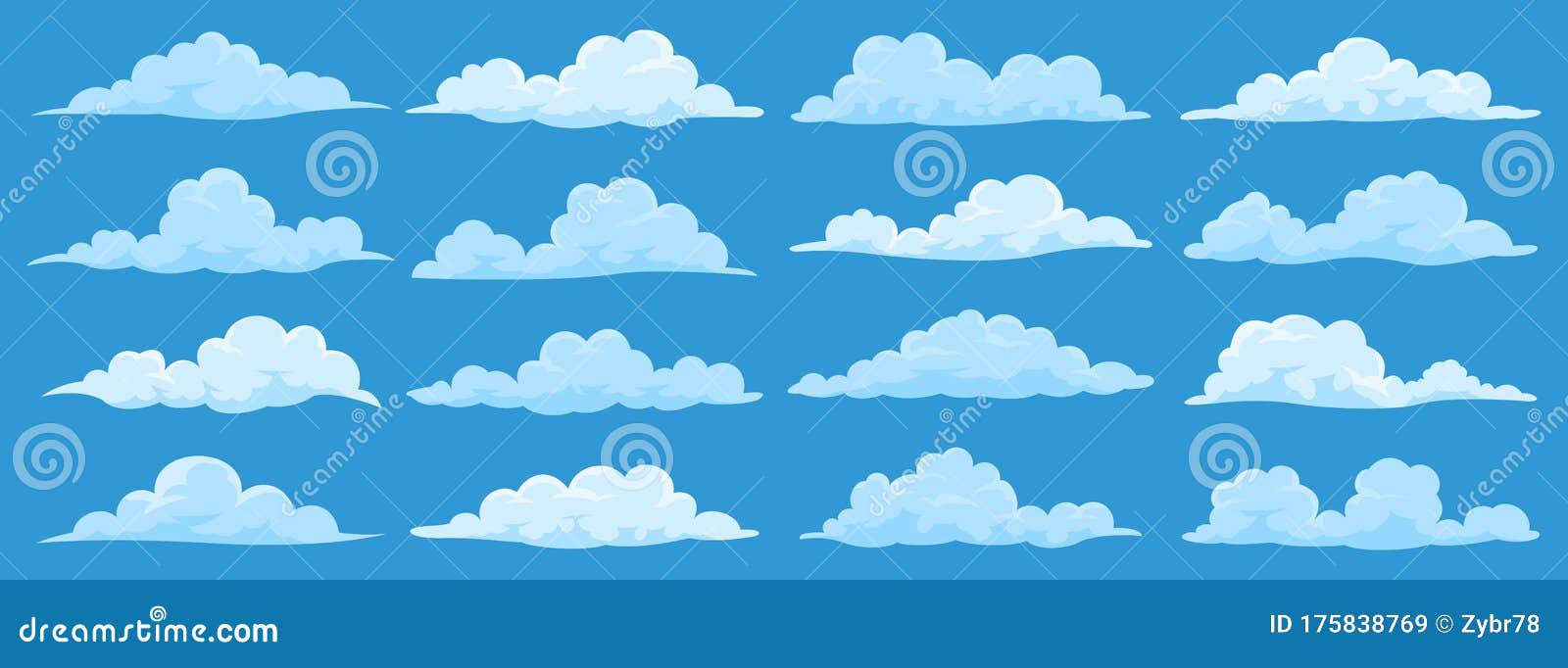 Set of cartoon clouds stock vector. Illustration of white - 175838769
