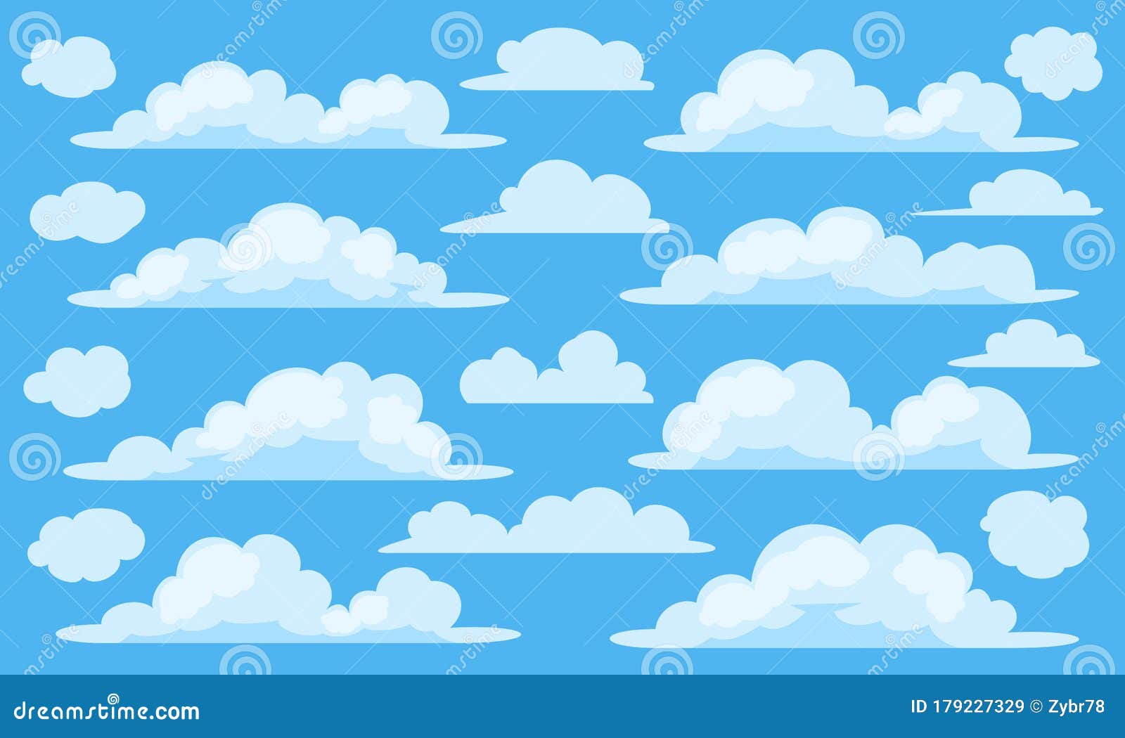 Set of cartoon clouds stock vector. Illustration of weather - 179227329