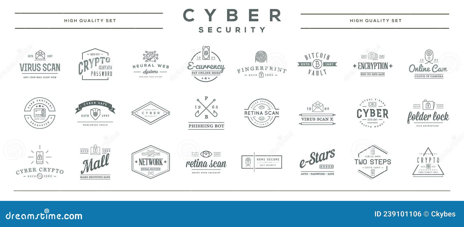 Big Set of Vector Cyber Security Identity Badges and Signs Stock ...