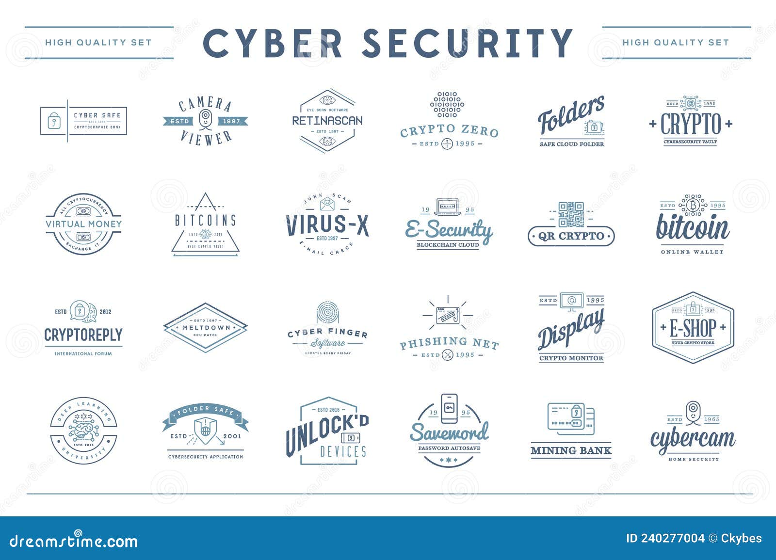 Big Set of Vector Cyber Security Identity Badges and Signs Stock Vector ...