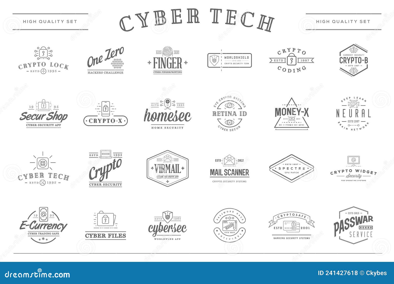 Big Set of Vector Cyber Security Identity Badges and Signs Stock Vector ...