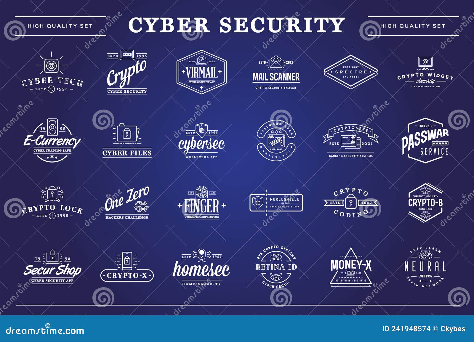 Big Set of Vector Cyber Security Identity Badges and Signs Stock Vector ...
