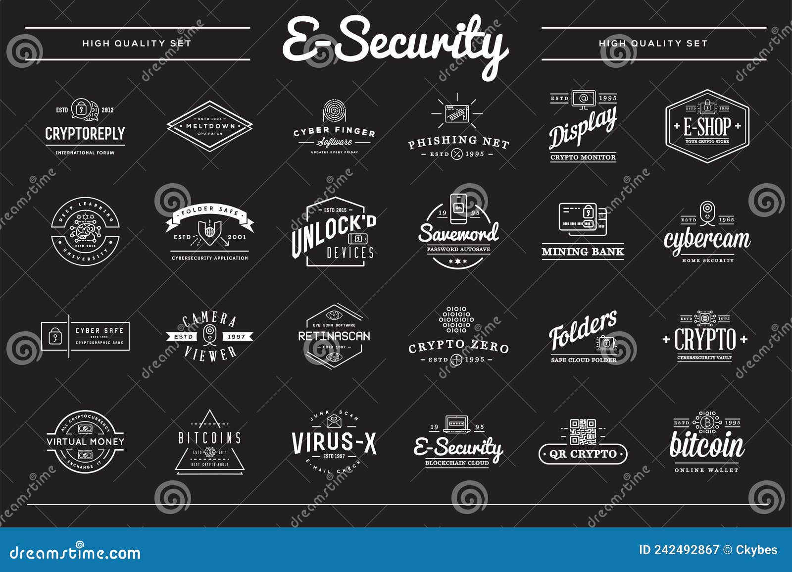Big Set of Vector Cyber Security Identity Badges and Signs Stock Vector ...