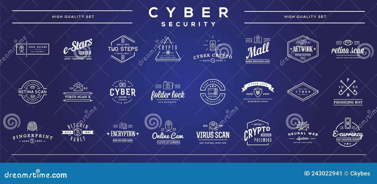 Big Set of Vector Cyber Security Identity Badges and Signs Stock ...