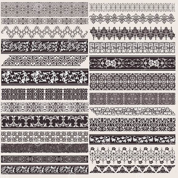 Big Set of Vector Decorative Borders Stock Vector - Illustration of ...