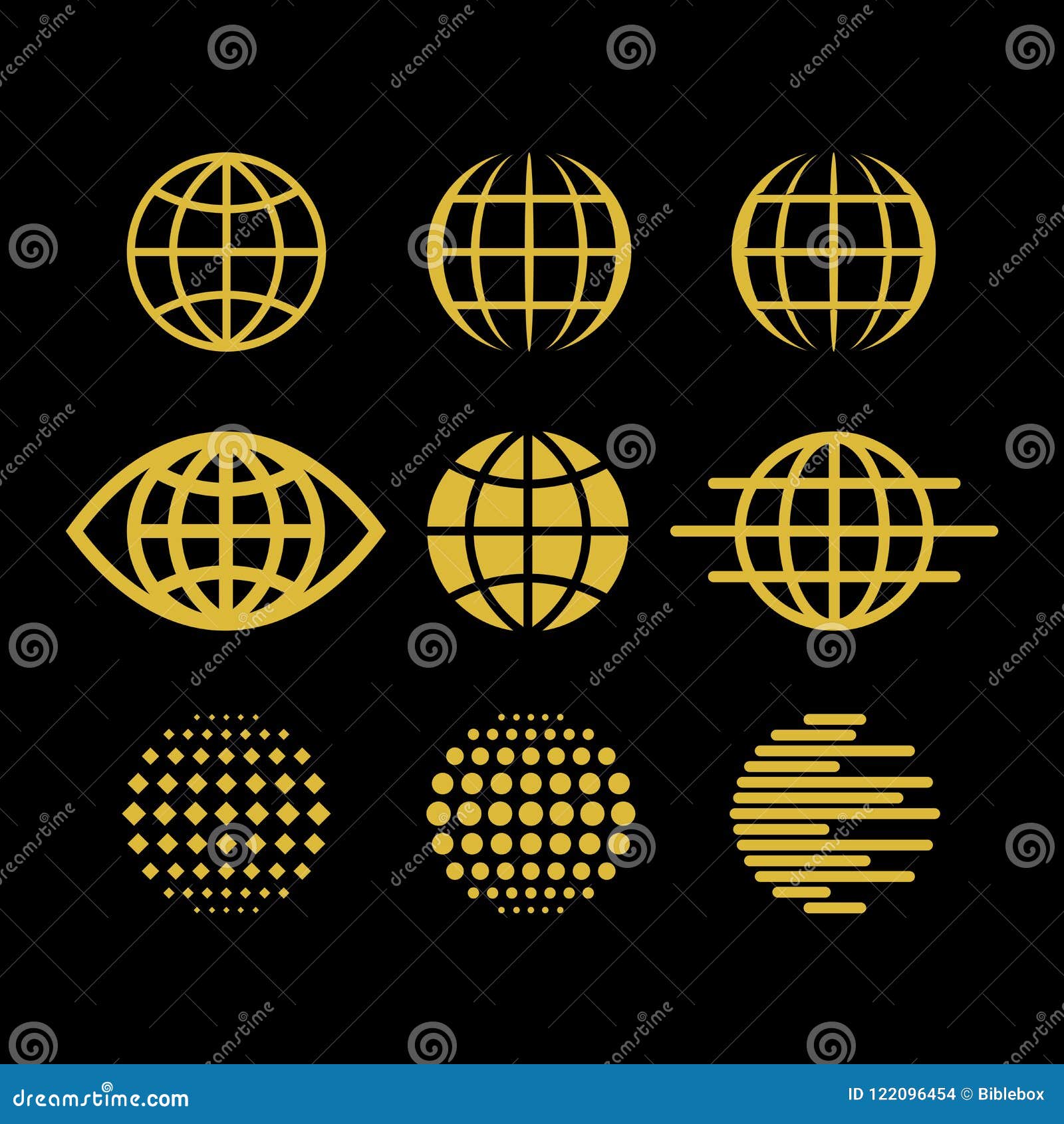 Big Set of Vector Globes, Collection of Design Elements for Creating ...