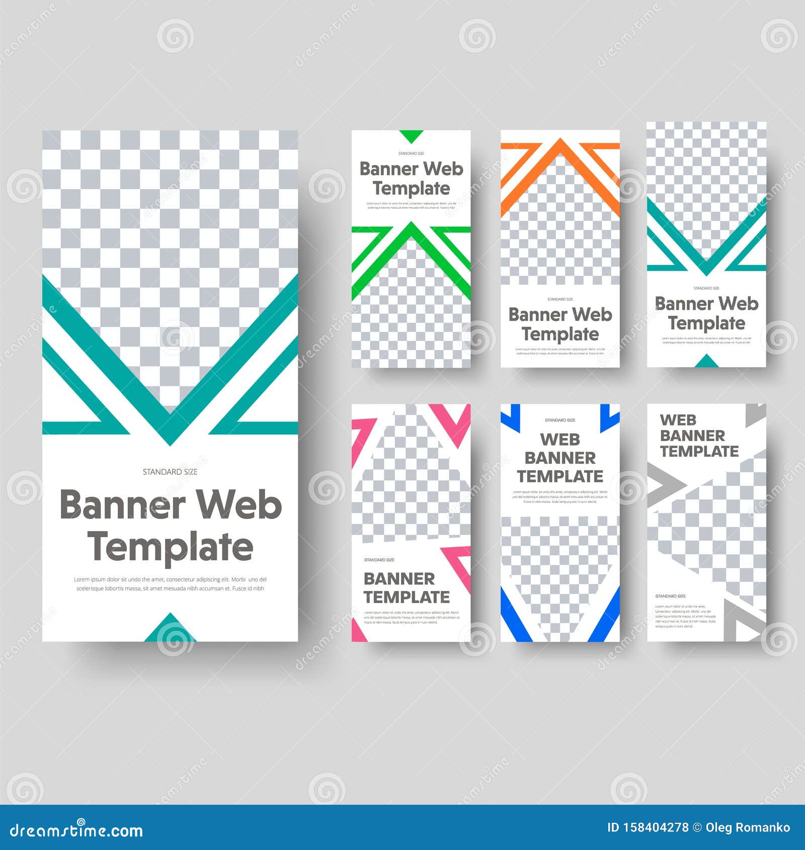 Big Set of Vertical White Web Banners with a Place for a Photo and ...