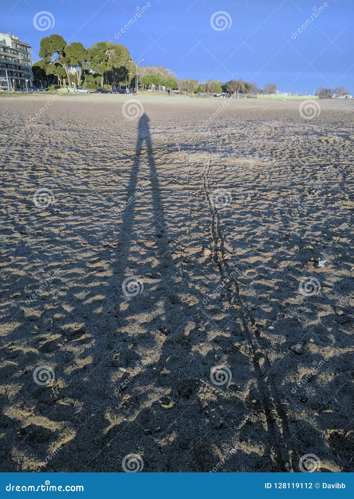 Big shadow on the beach stock photo. Image of love, daughter - 128119112