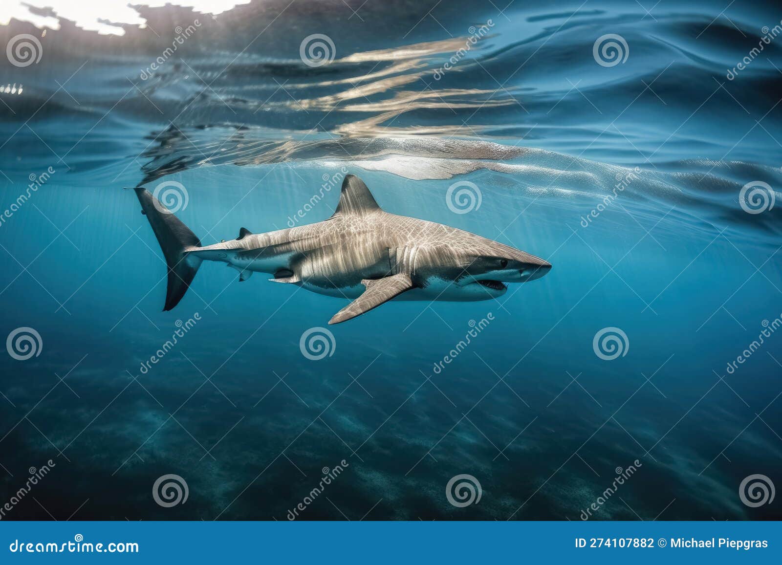 A Big Shark in the Shallow Water of the Ocean Created with Generative ...