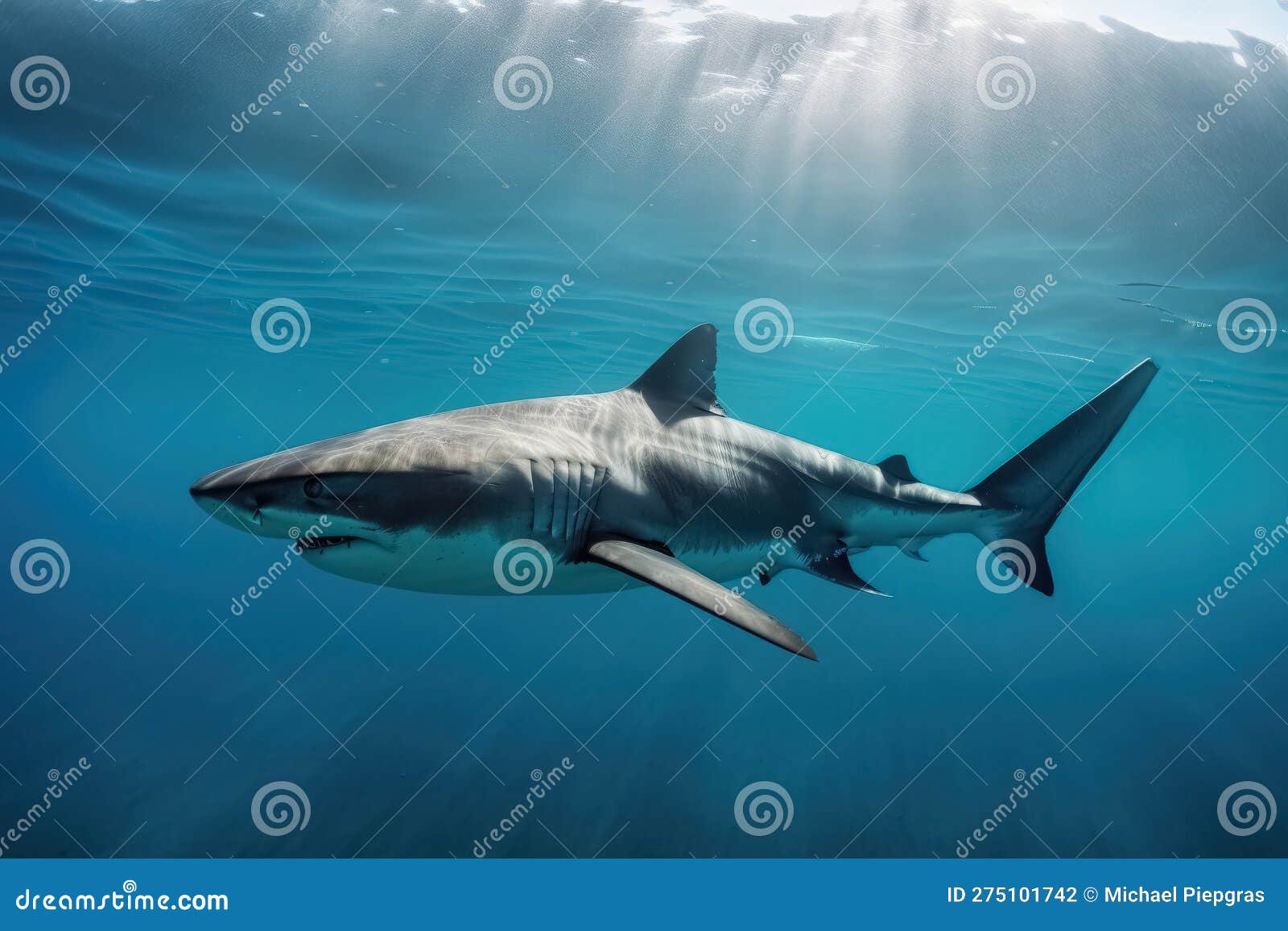 A Big Shark in the Shallow Water of the Ocean Created with Generative ...