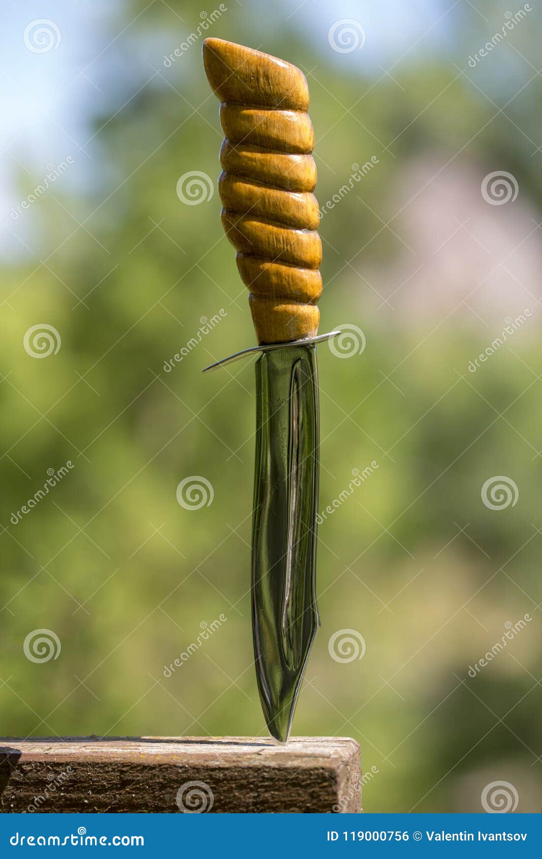 Big Sharp Knife Sticks Out in the Tree Stock Photo - Image of sharp ...