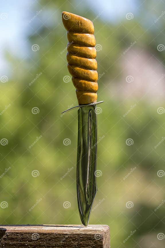 Big Sharp Knife Sticks Out in the Tree Stock Photo - Image of sharp ...