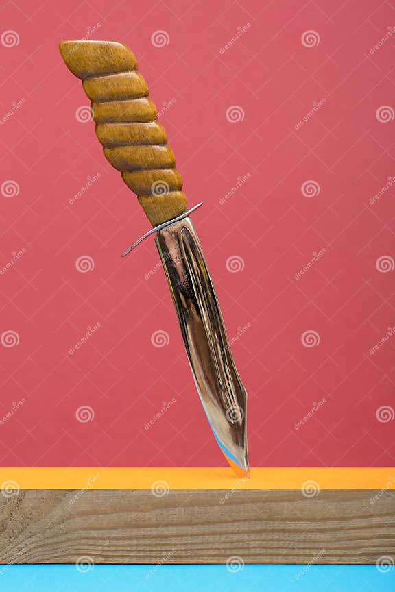 Big Sharp Knife Sticks Out in the Tree Stock Image - Image of handle ...