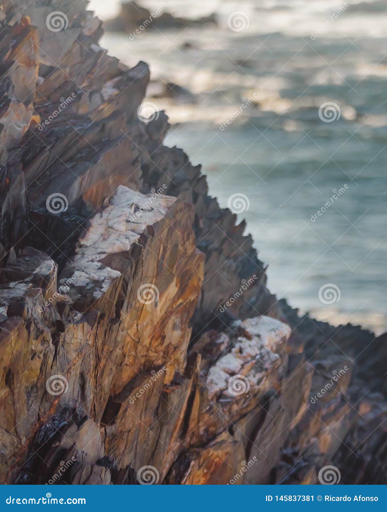 Big Sharp Stone on the Beach Stock Image - Image of orange, alentejo ...