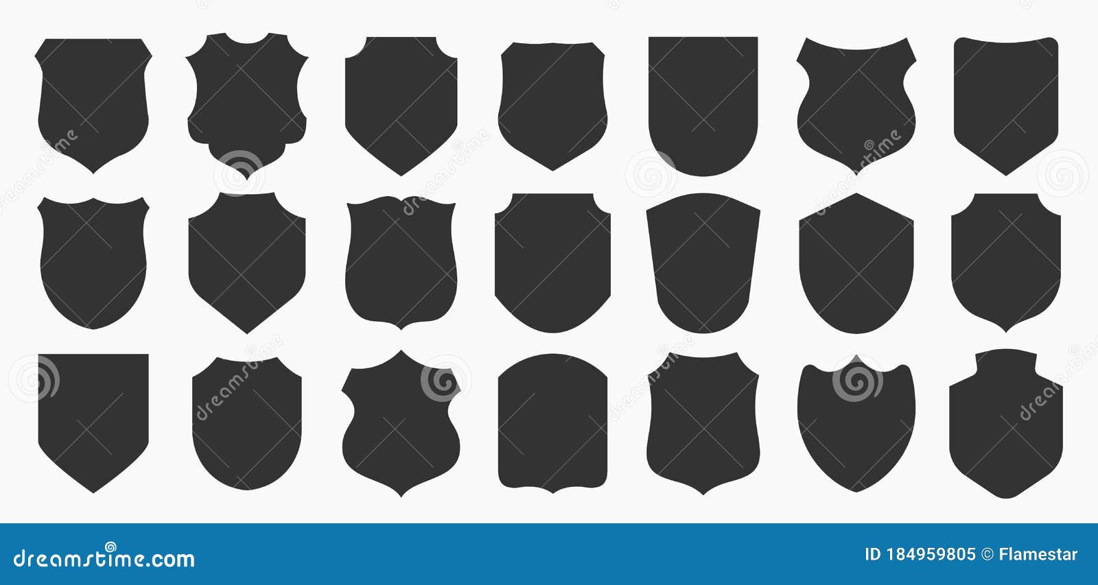 Big Shields Collection. Black Silhouette Shield Shape, Black Label ...