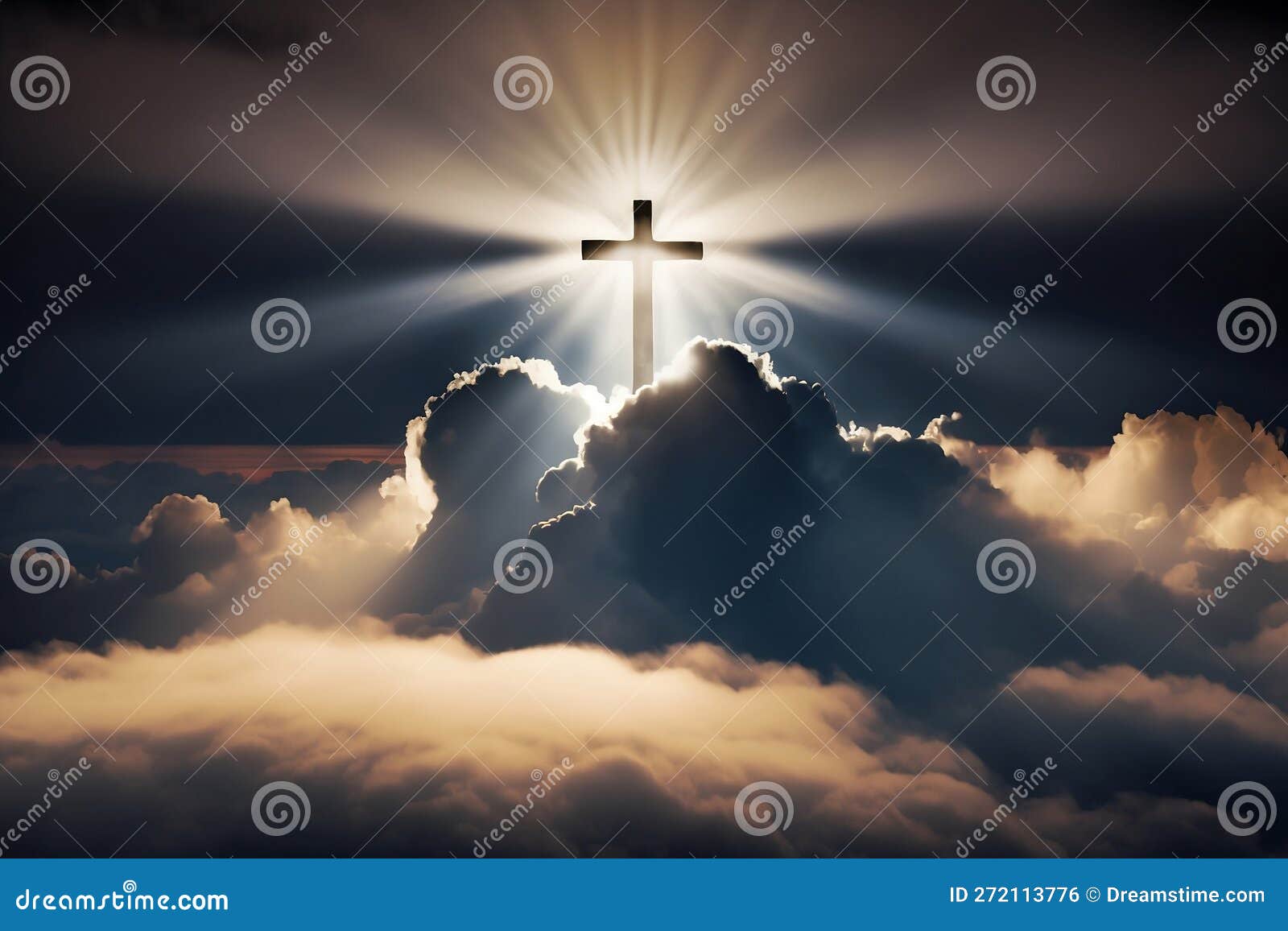 Big Shining Cross in the Clouds Stock Illustration - Illustration of ...