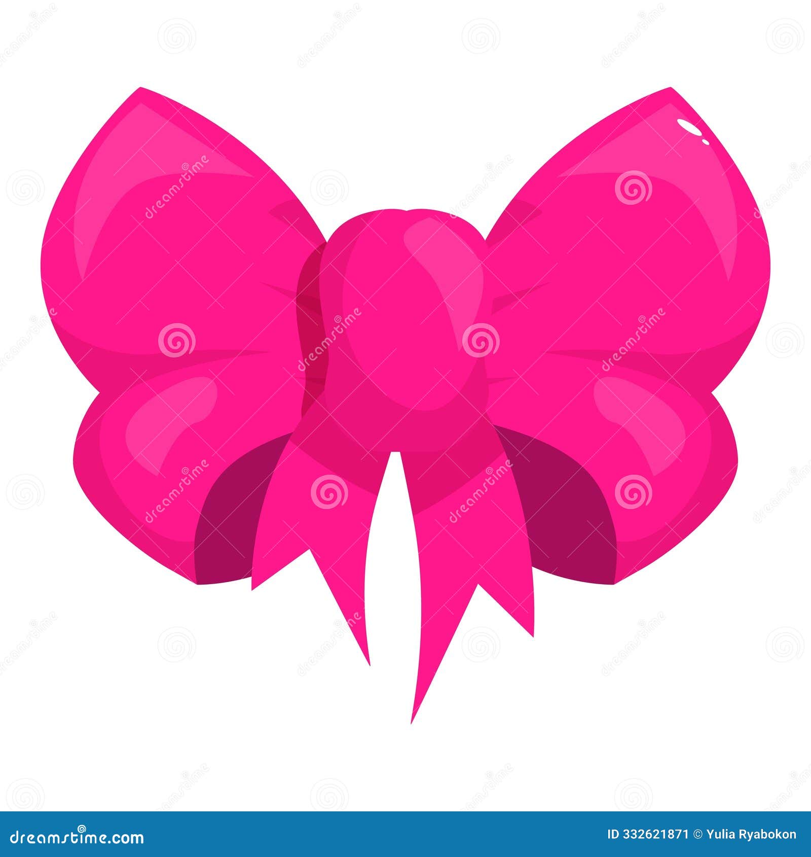 Big Shiny Pink Gift Bow Tied with Overhand Knot Stock Illustration ...