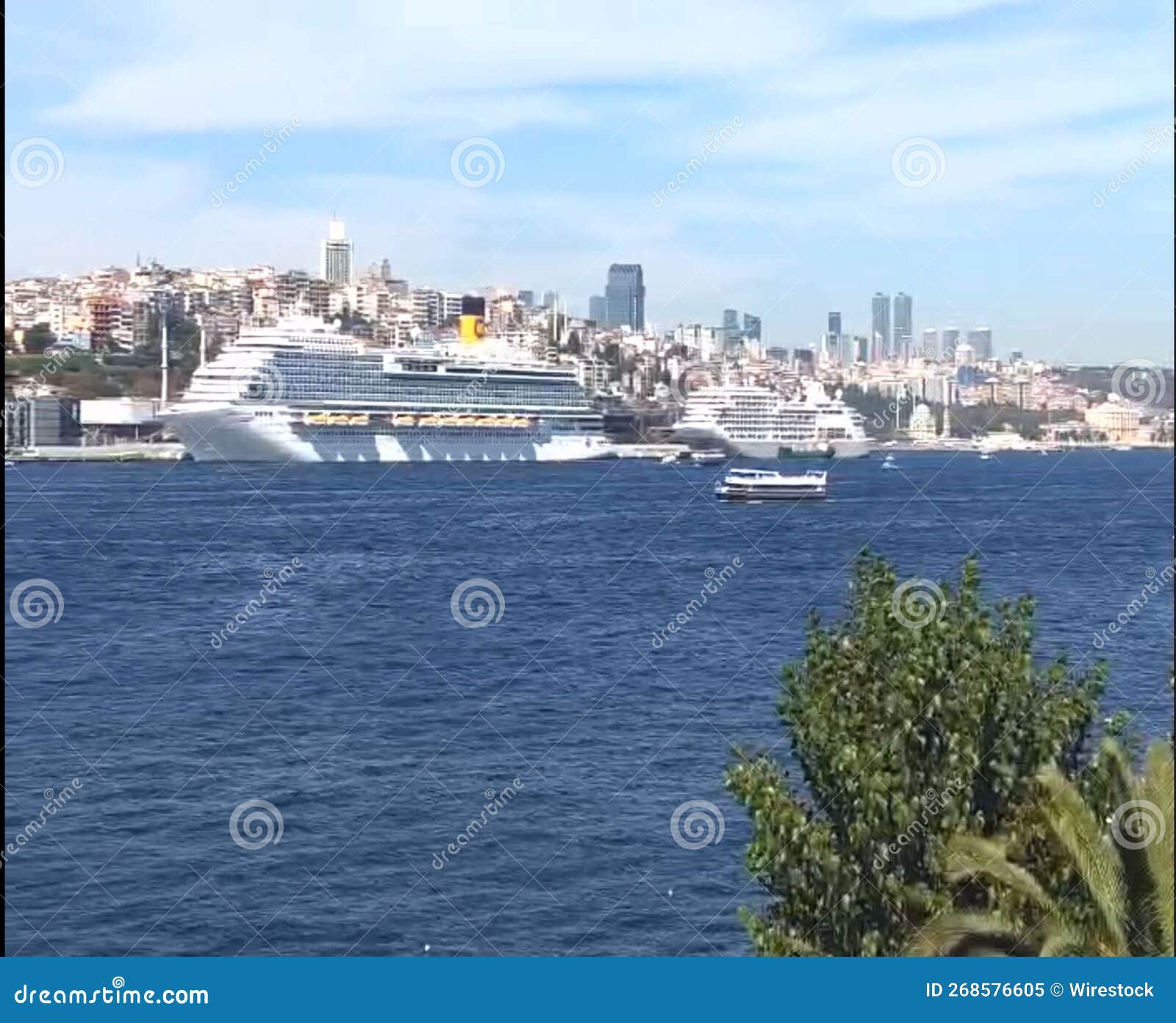 Big ships in a city harbor editorial image. Image of port - 268576605