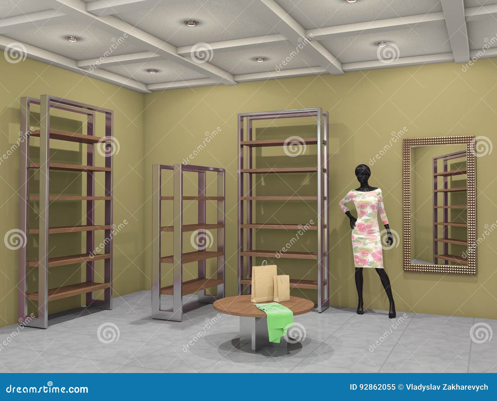 Big Shop Empty, 3d Illustration Stock Illustration - Illustration of ...