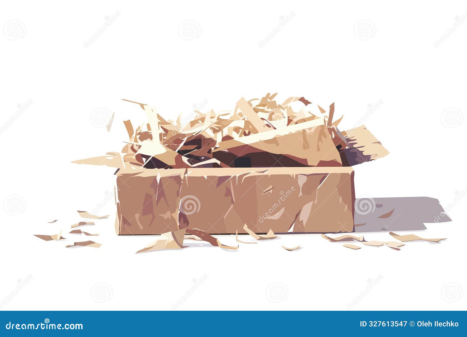 Big Shreded Paper Box Isolated Vector Style Stock Vector - Illustration ...