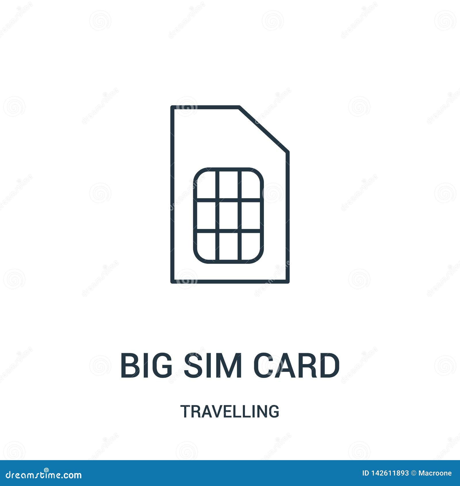 Big Sim Card Icon Vector from Travelling Collection. Thin Line Big Sim ...