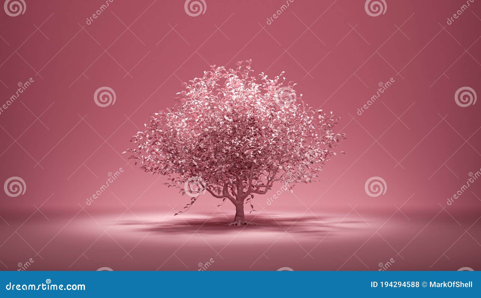 Big Single Tree with Leaf in Monochrome Single Color Background, 3d ...