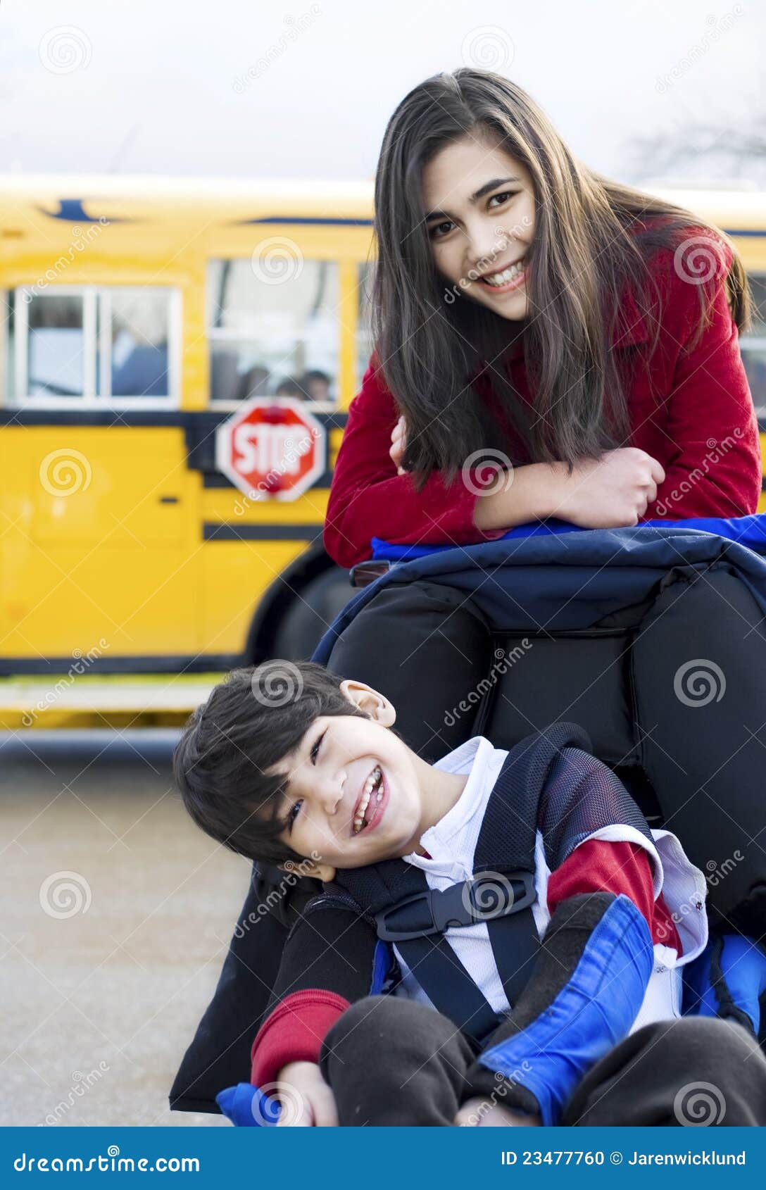 Big Sister with Disabled Brother at School Stock Photo - Image of asian ...
