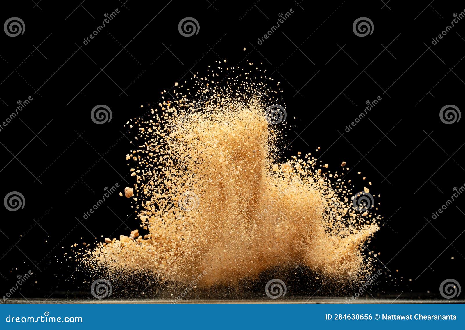 Big Size Sand Flying Explosion, Golden Grain Wave Explode. Abstract ...