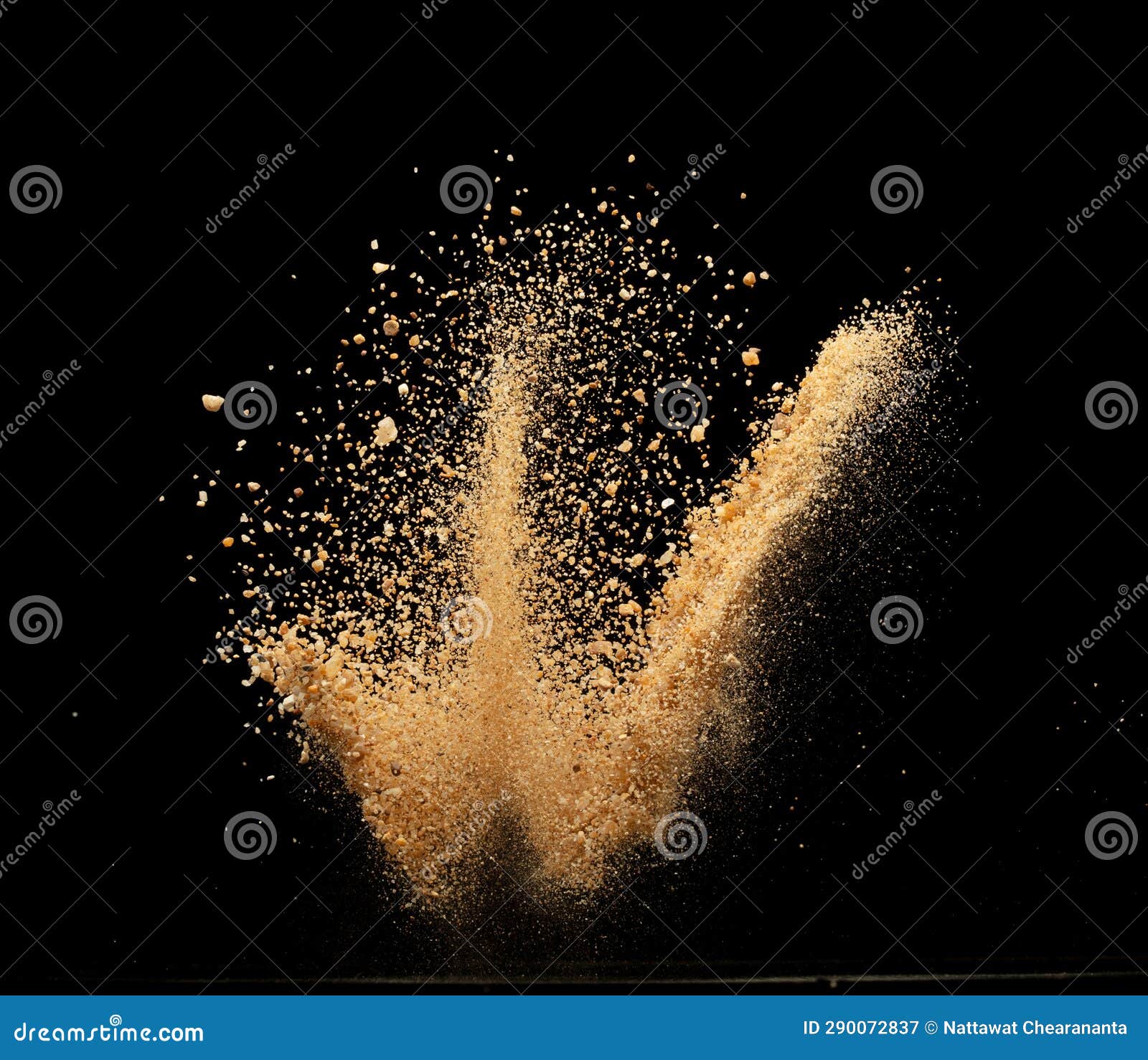 Big Size Sand Flying Explosion, Golden Grain Wave Explode. Abstract ...