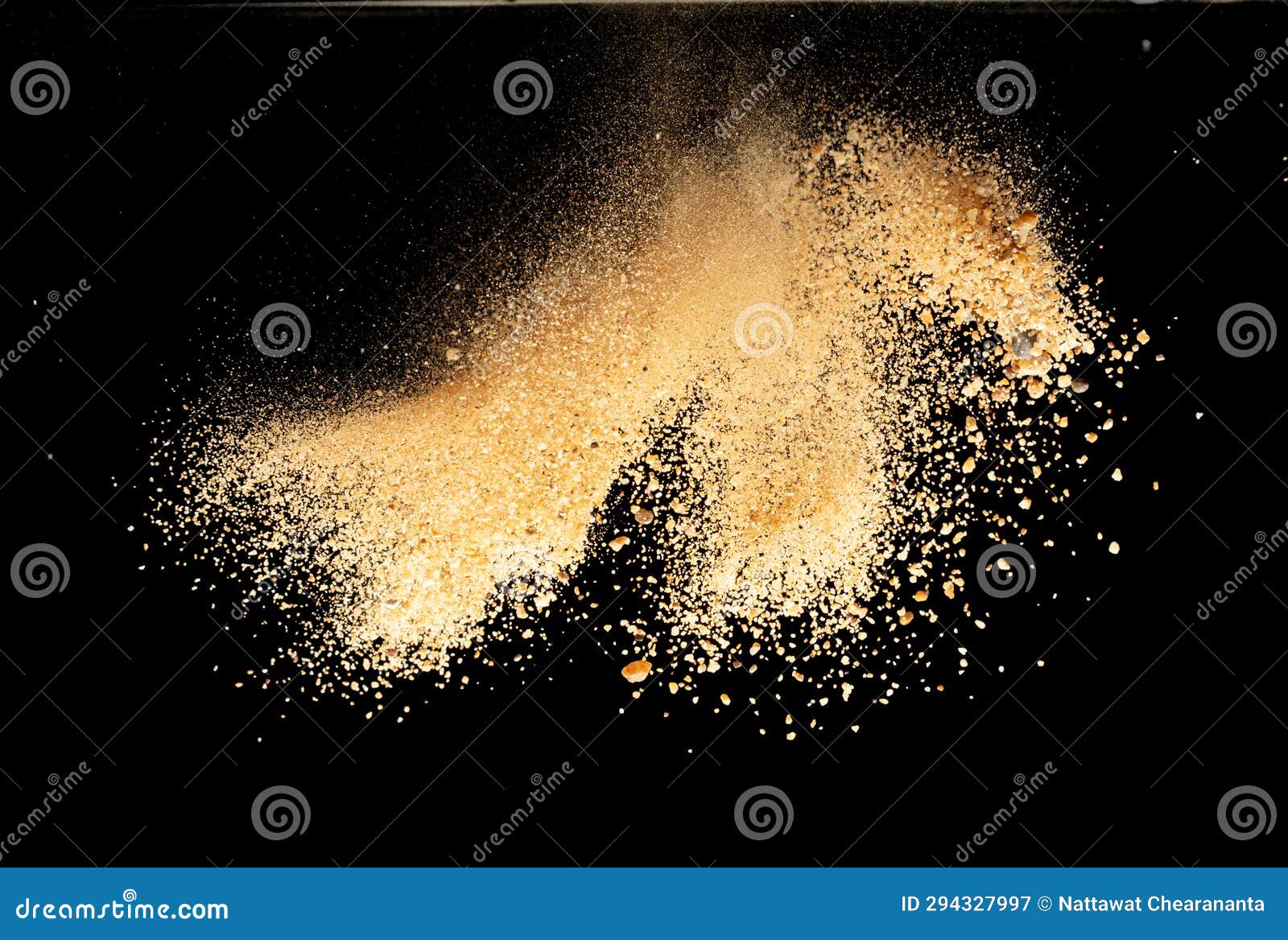 Big Size Sand Flying Explosion, Golden Grain Wave Explode. Abstract ...