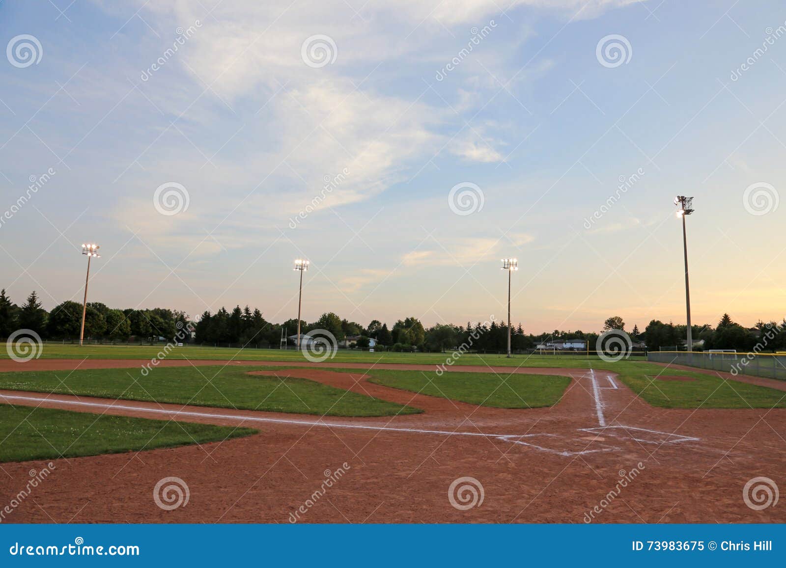 Big Sky Ball Field stock image. Image of dusk, runs, plate - 73983675