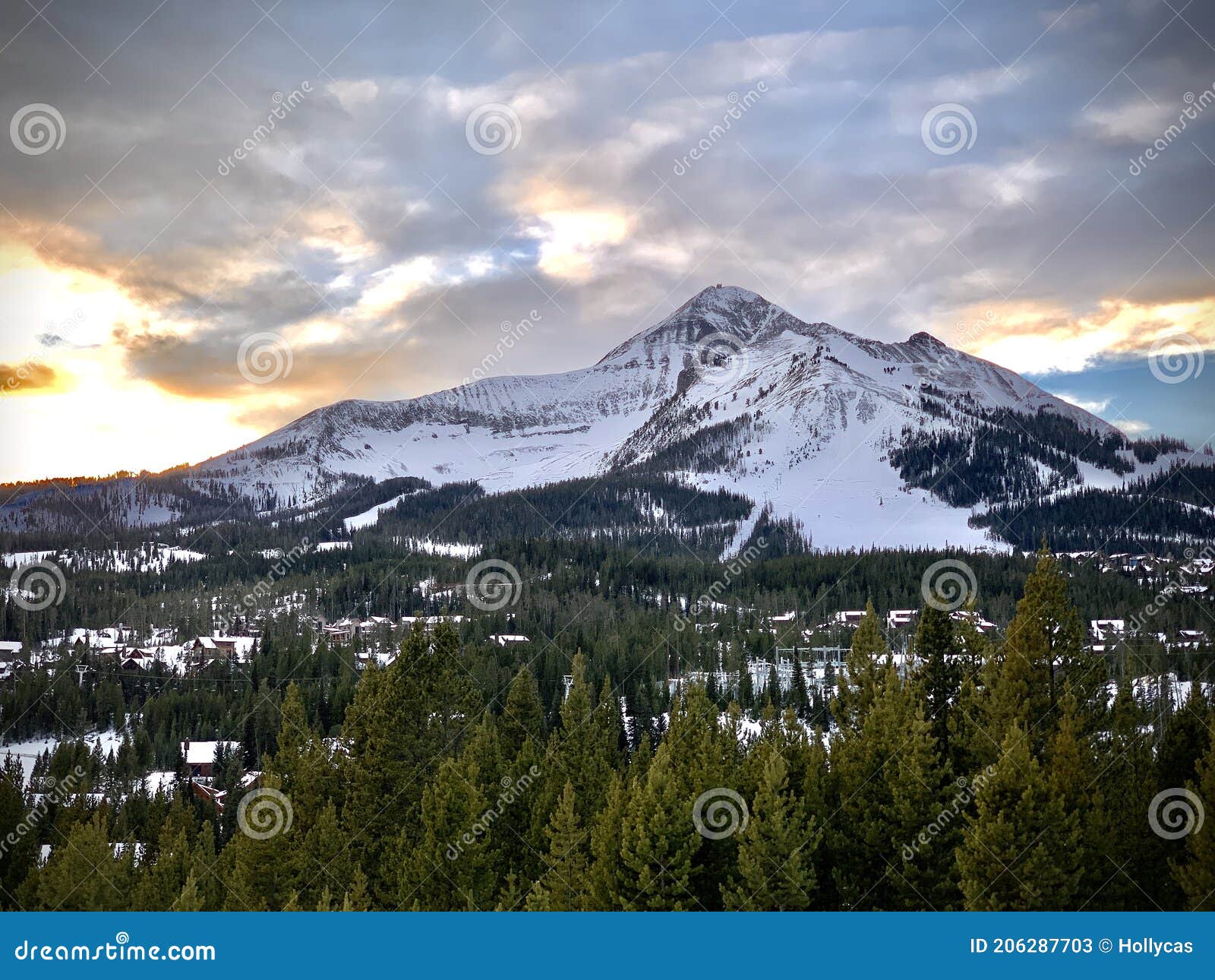 Big sky ski resort stock image. Image of montana, resort - 206287703