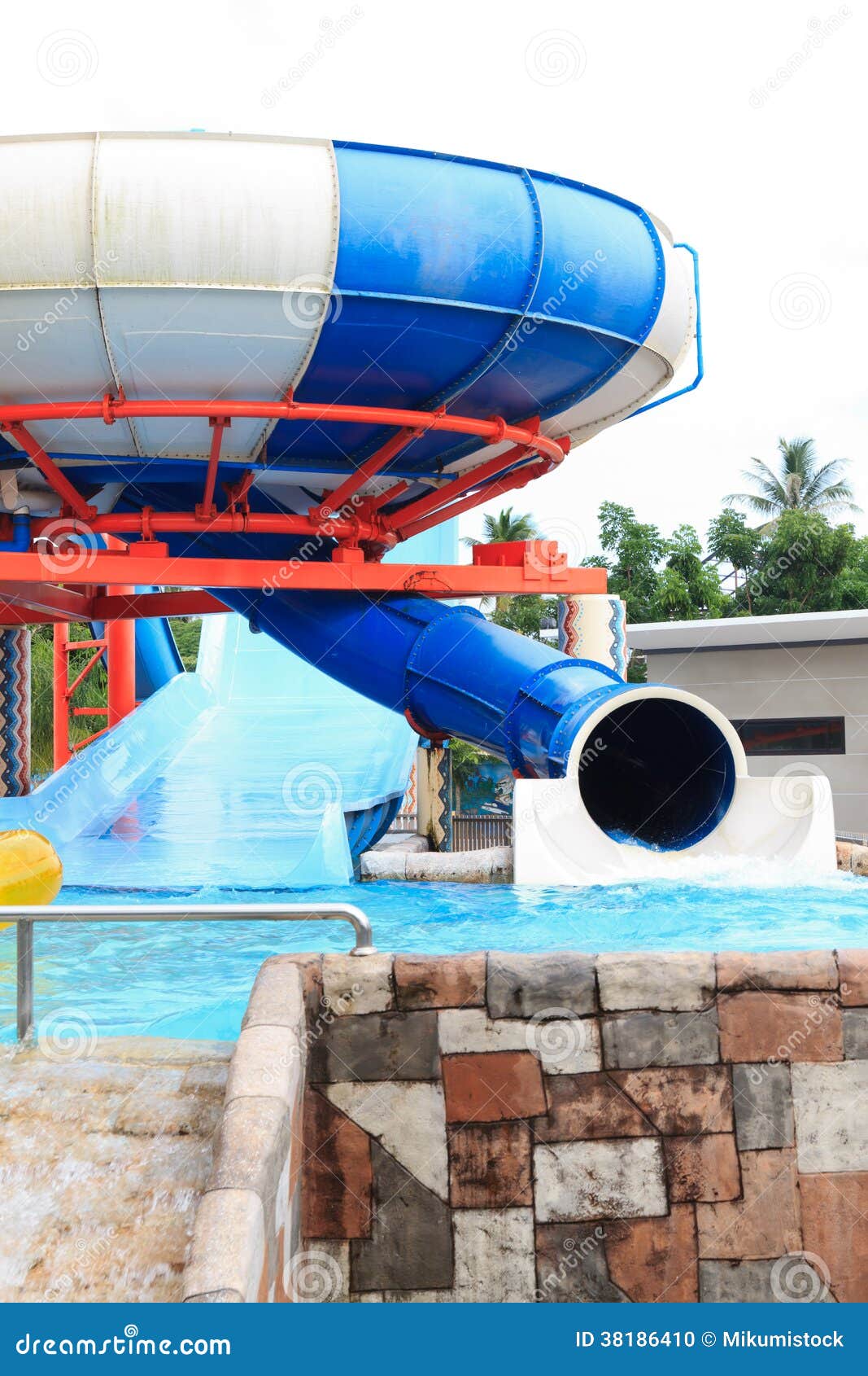 Big sliders in aqua park stock photo. Image of resort - 38186410