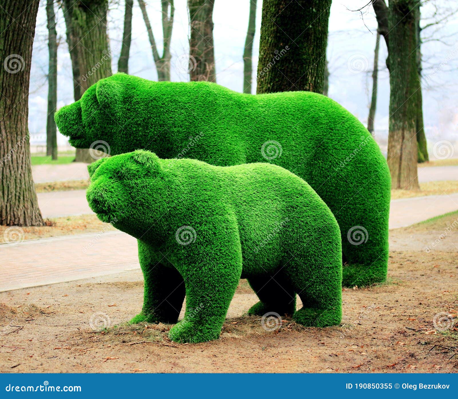 Topiary. a Big and a Small Bears Created from Bushes Stock Image ...
