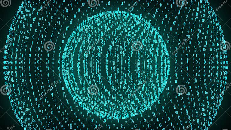 Big and Small Binary Number Spheres, Computer Generated. 3d Rendering ...