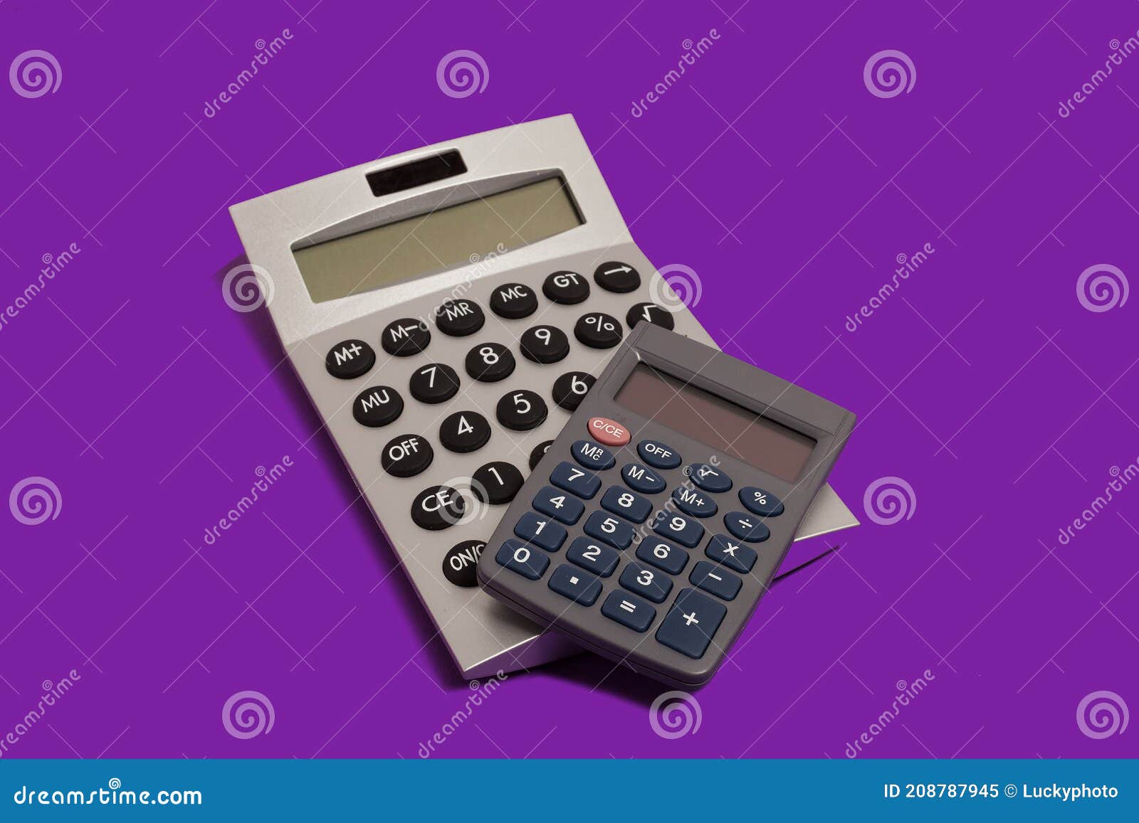 Big and small calculators stock image. Image of business - 208787945