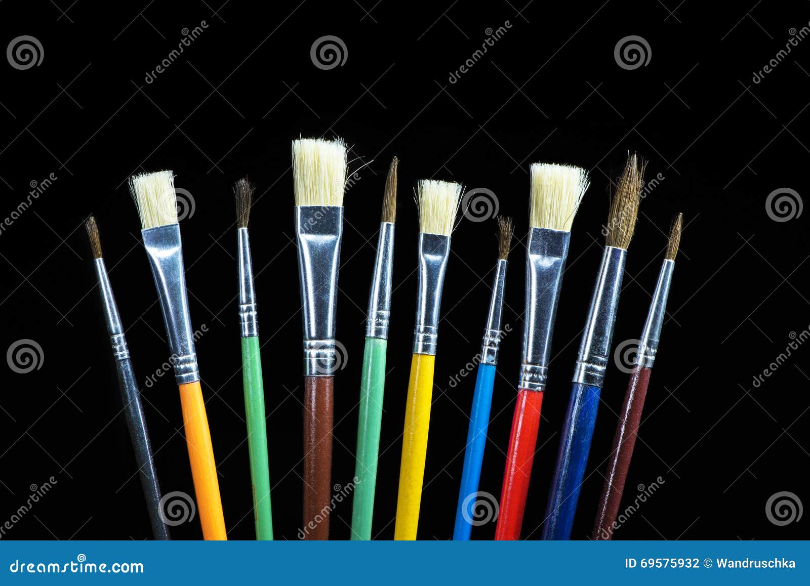 Big and Small Colour Paintbrushes Stock Photo - Image of decorating ...