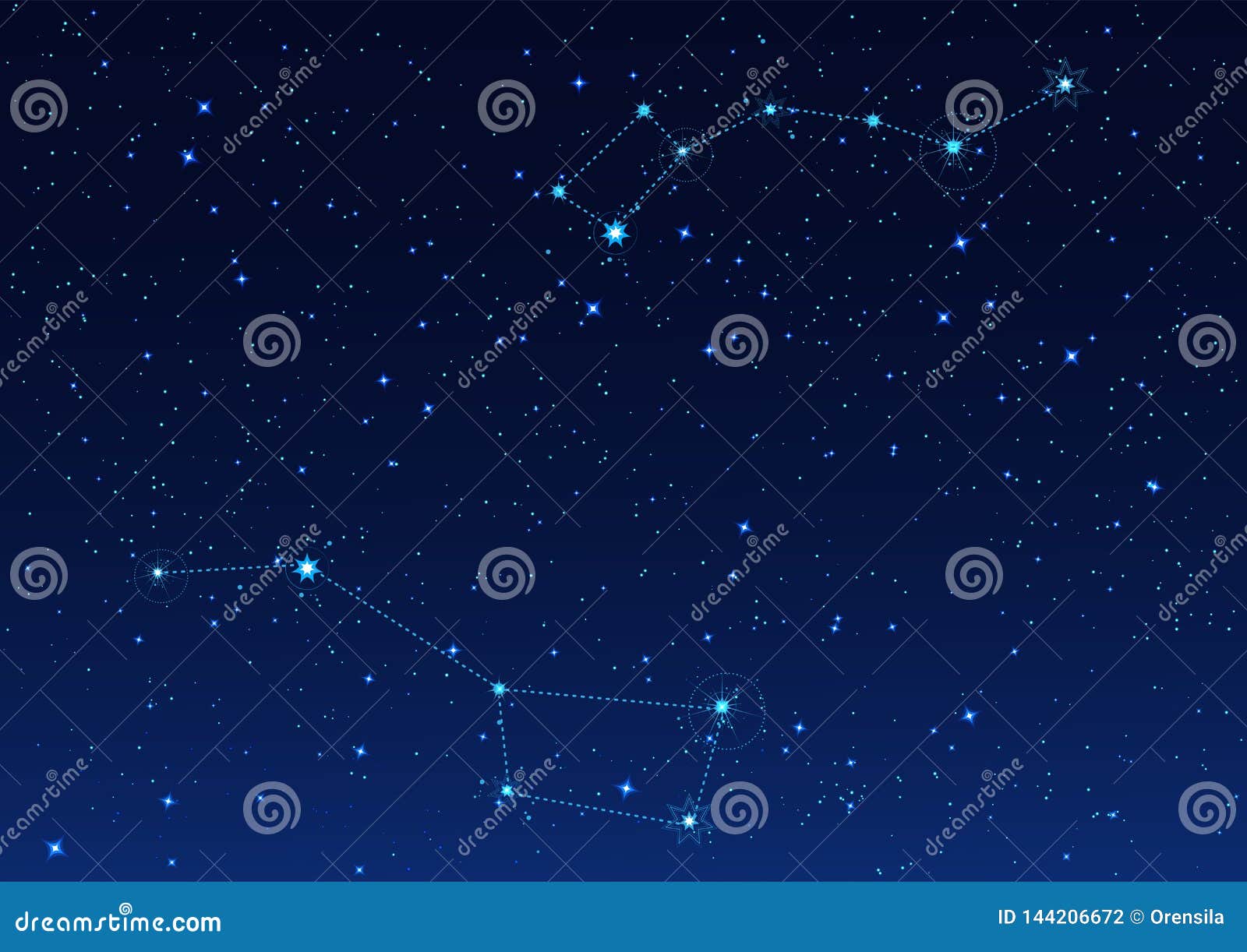 Big and Small Dipper Constellation. Polar Star Stock Vector ...