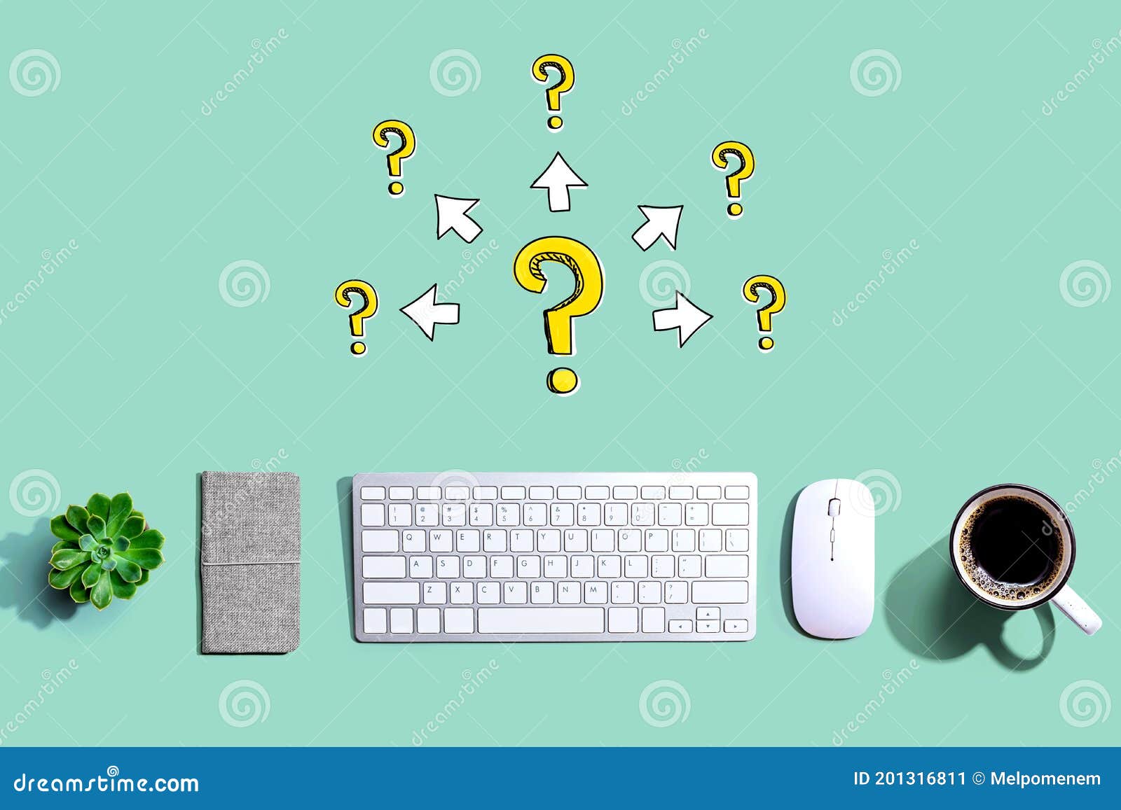 Big and Small Question Marks with Arrows with a Computer Keyboard Stock ... Big and Small Question Marks with Arrows with a Computer Keyboard Stock ...