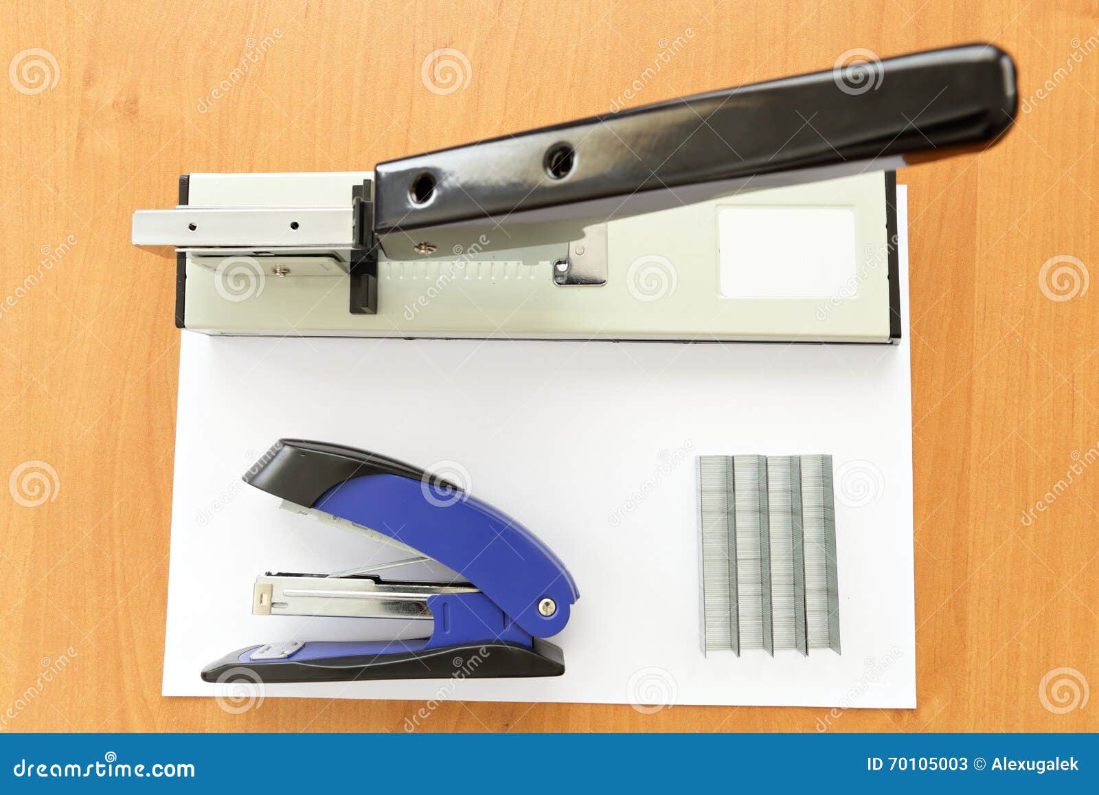 Big and Small Staplers with Staples and Paper Stock Image - Image of ...