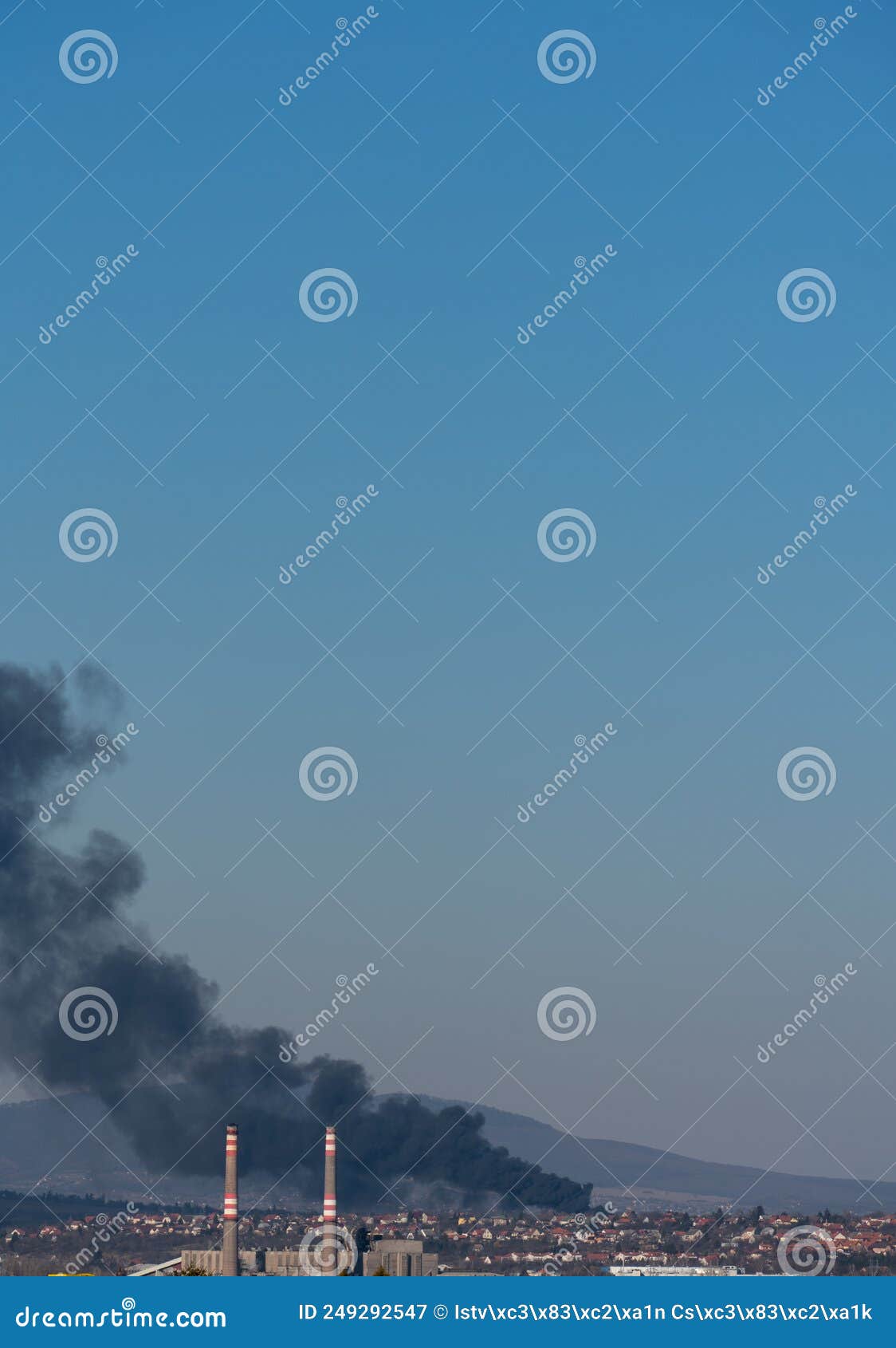 Big smoke in a city stock image. Image of catastrophe - 249292547
