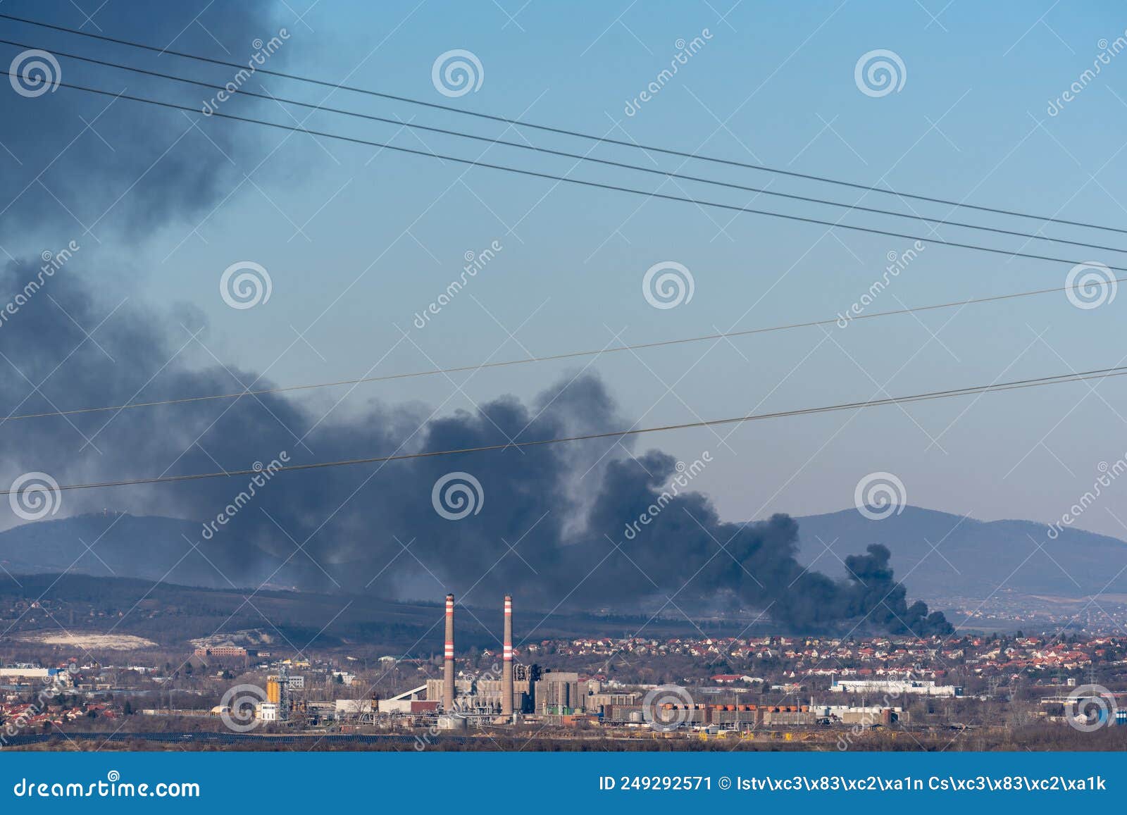 Big smoke in a city stock image. Image of dirty, pecs - 249292571