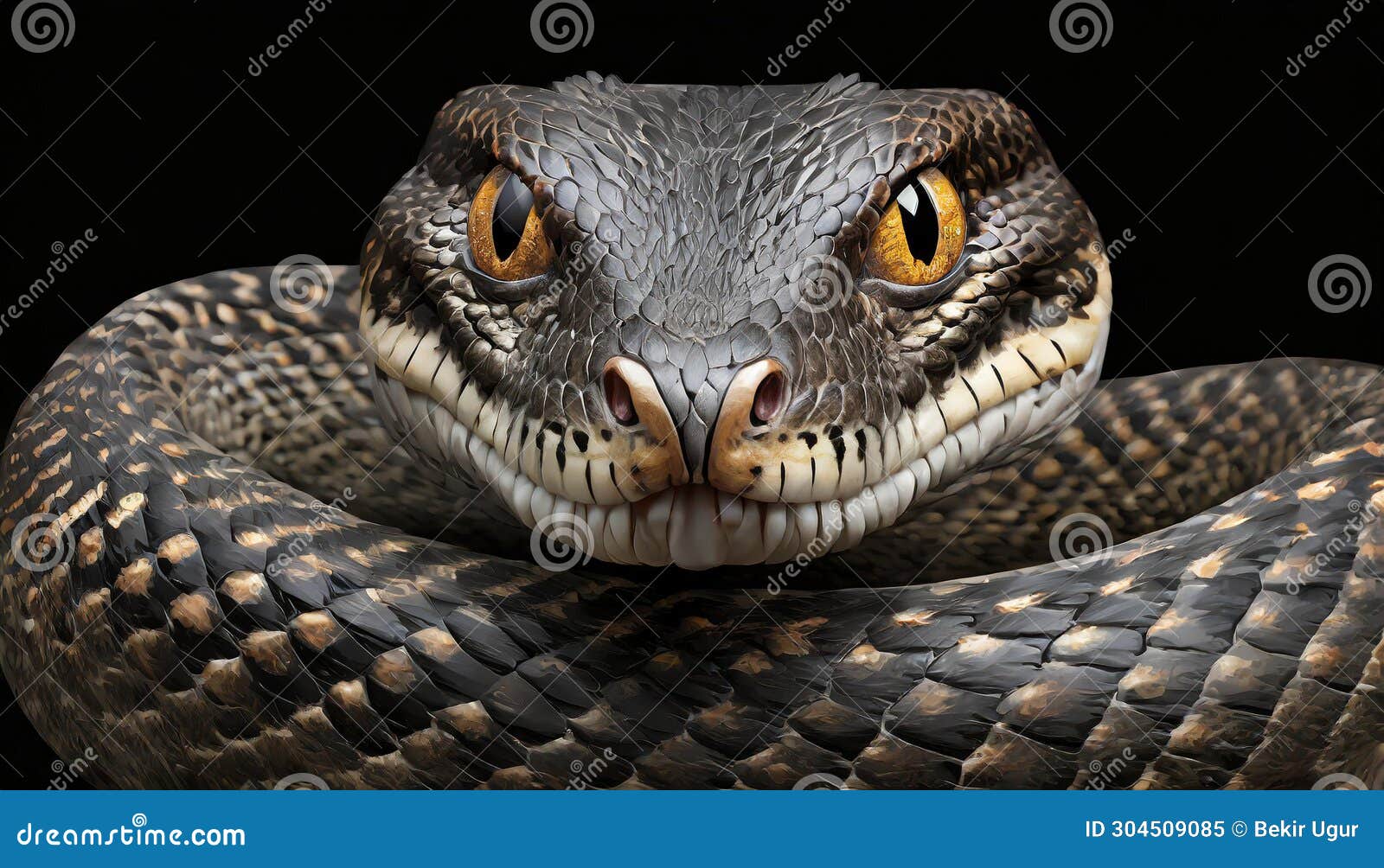 A Big Snake with a Cat Face Stock Illustration - Illustration of ...