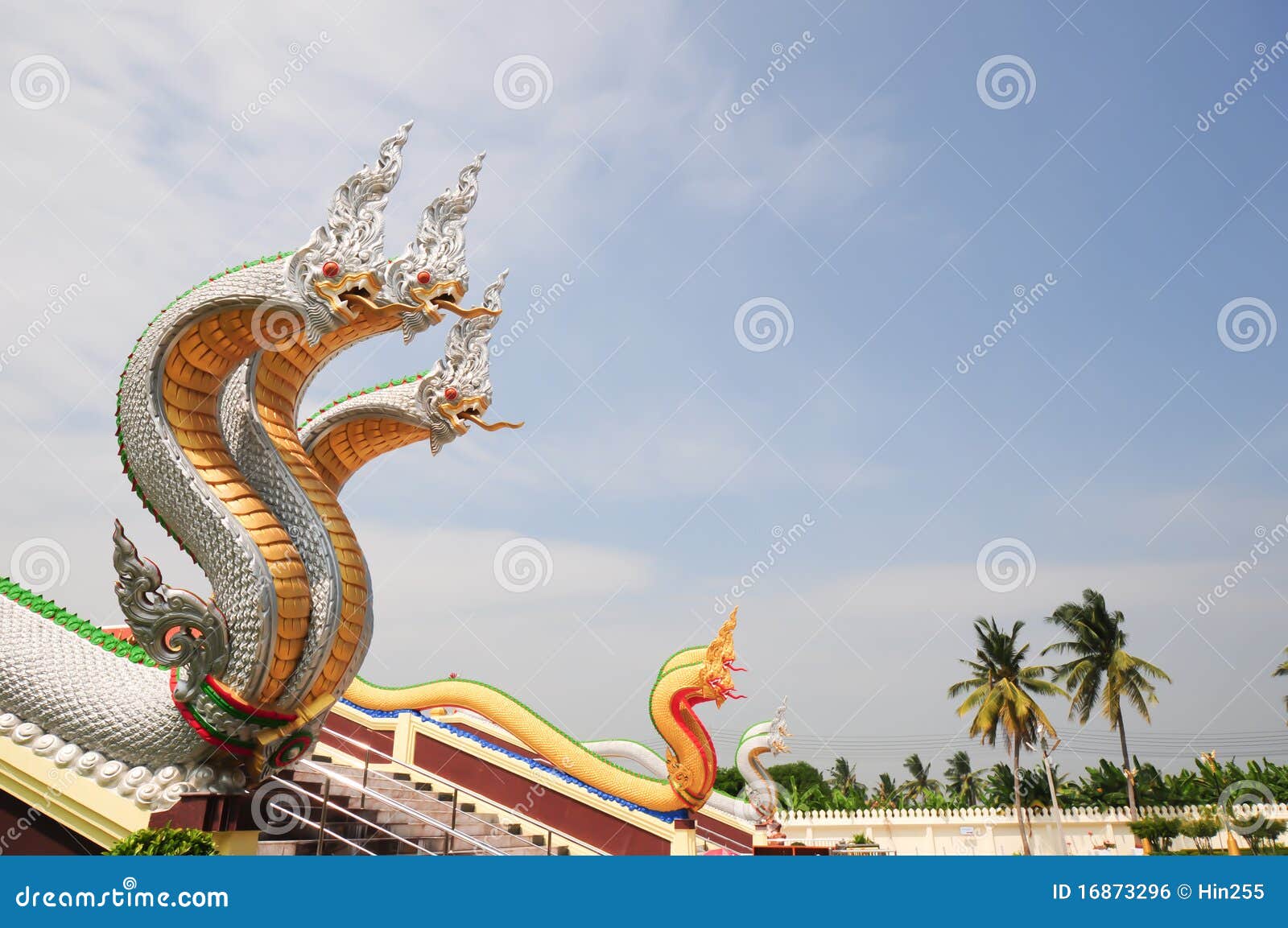 Big Snakes in Front of Thai Temple Stock Photo - Image of blue, animal ...