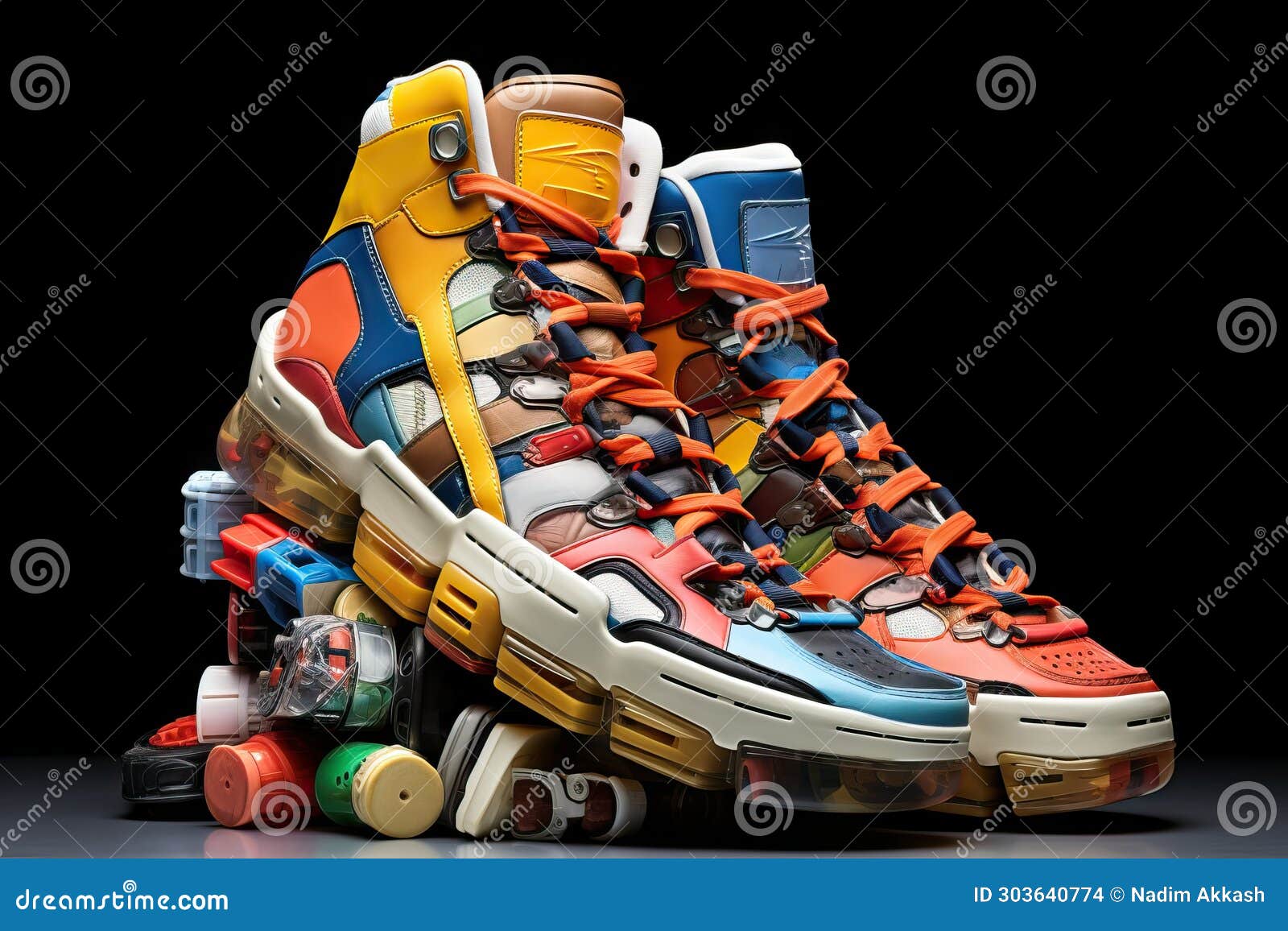 Big Sneaker Made Up of Different Sneakers Stock Illustration ...